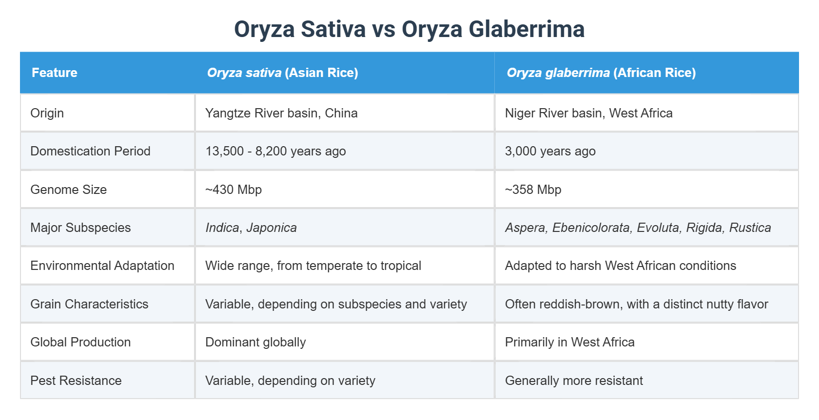 Oryza Sativa vs Oryza Glaberrima