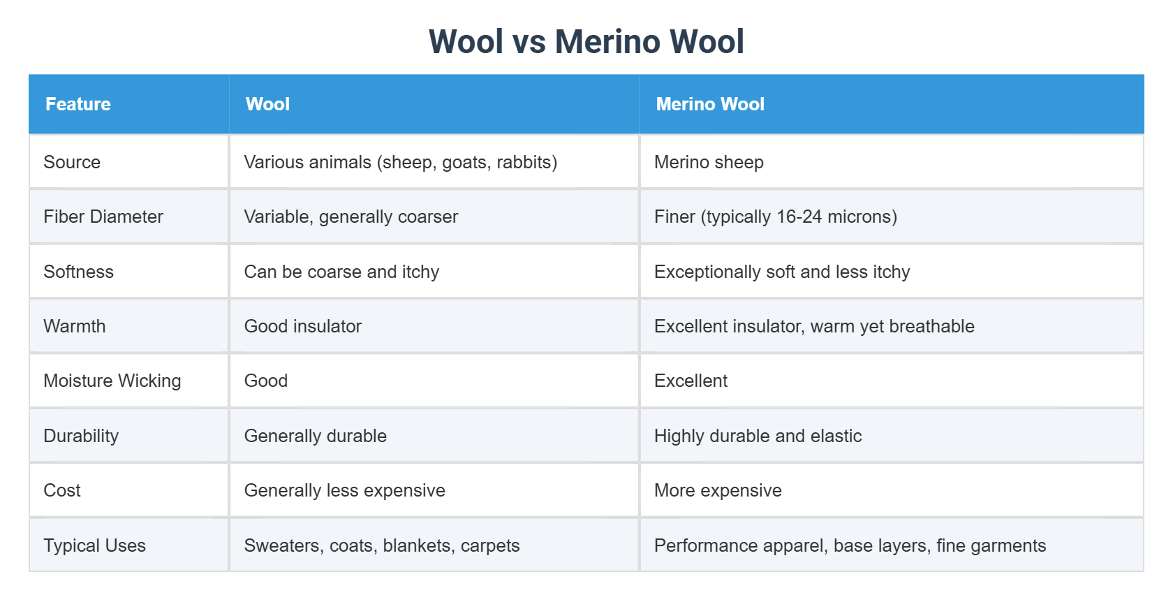 Wool vs Merino Wool
