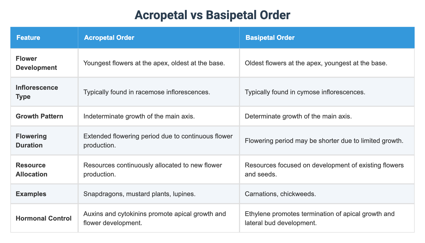 Acropetal vs Basipetal Order