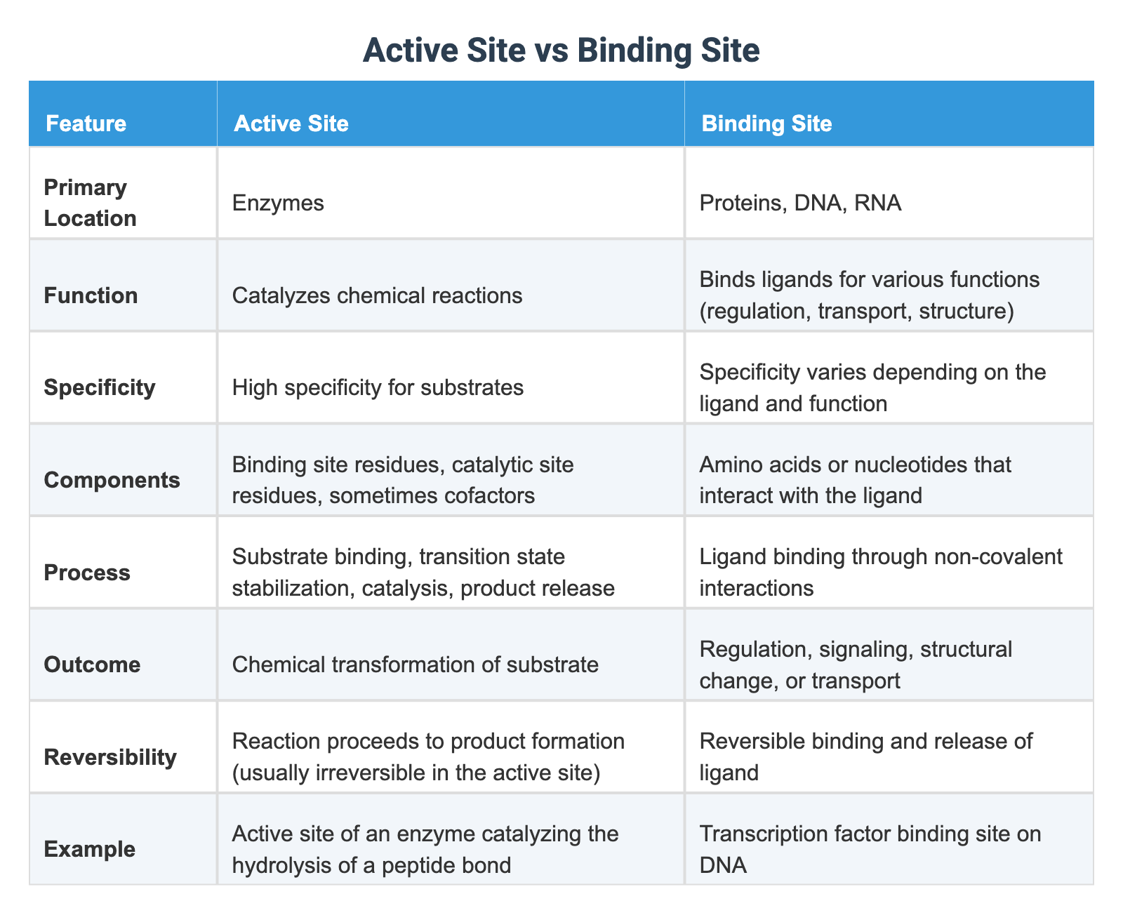 Active Site vs Binding Site