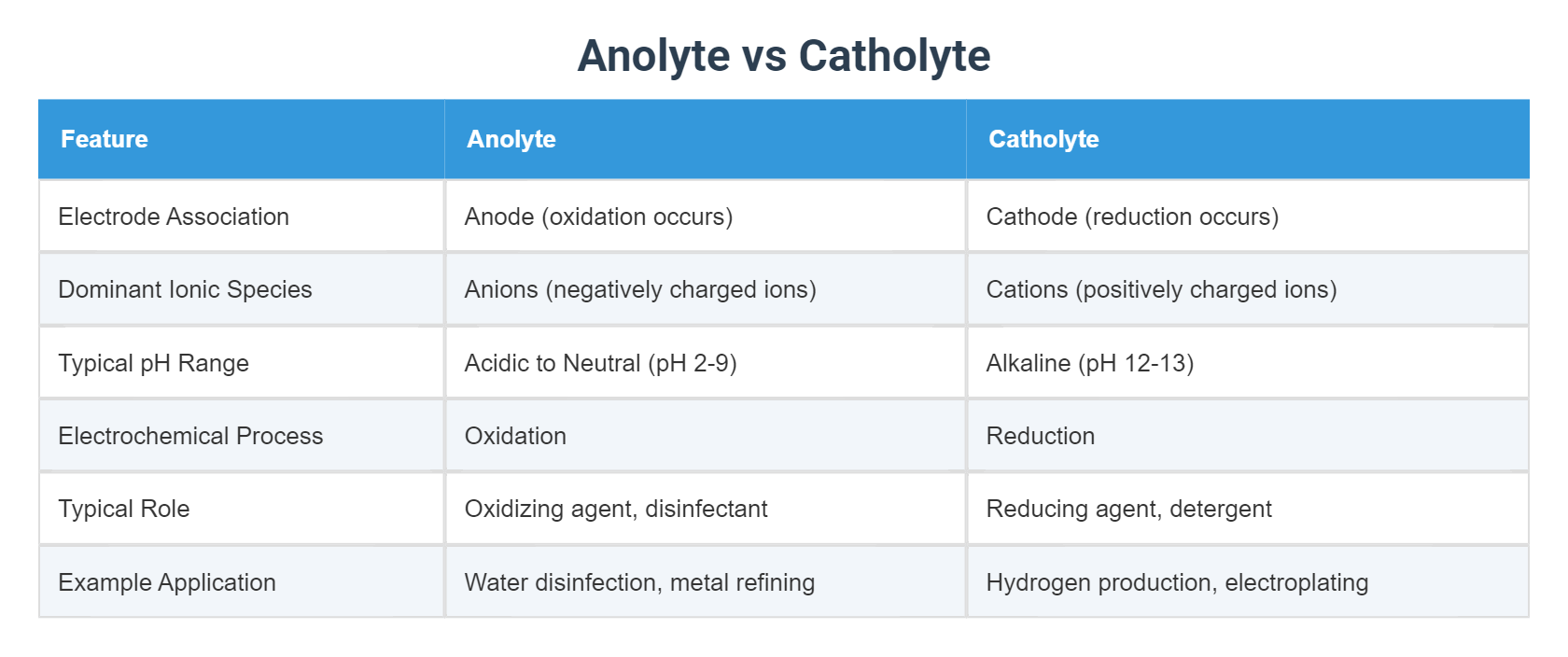 Anolyte vs Catholyte
