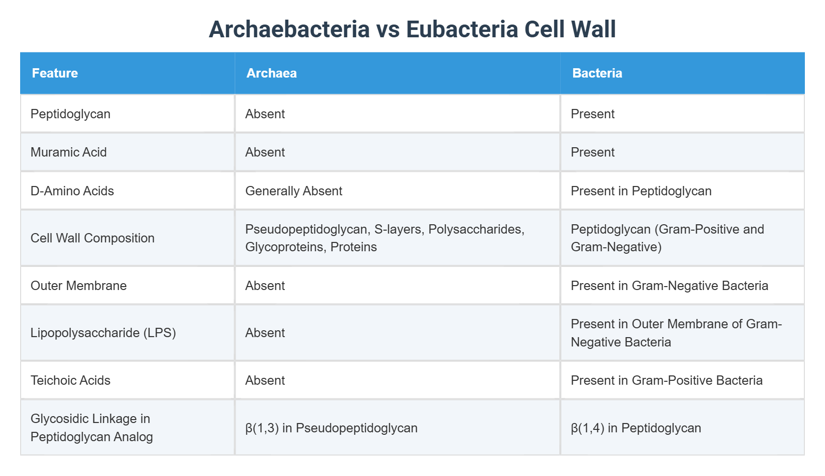 Archaebacteria vs Eubacteria Cell Wall
