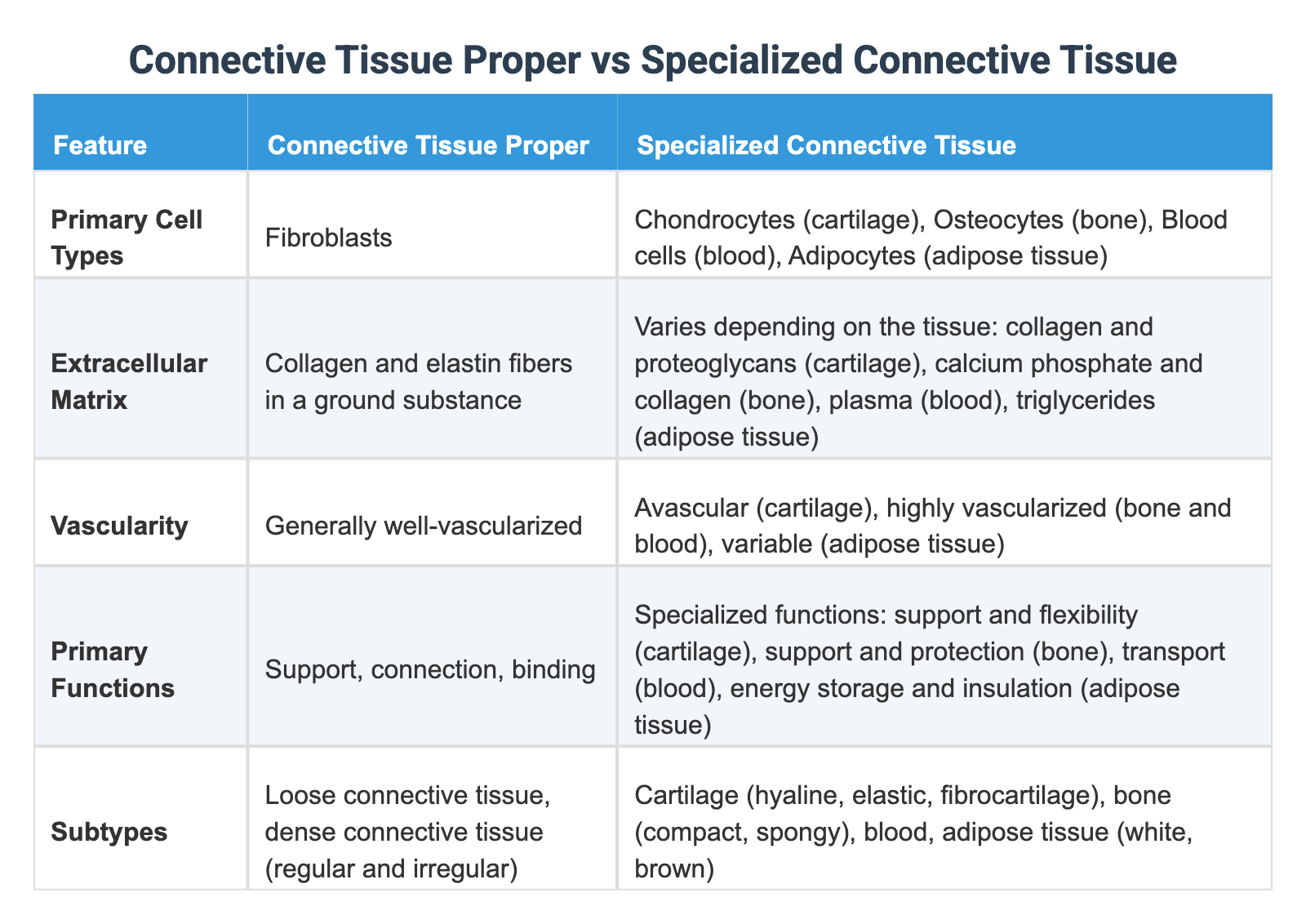 Connective Tissue Proper vs Specialized Connective Tissue
