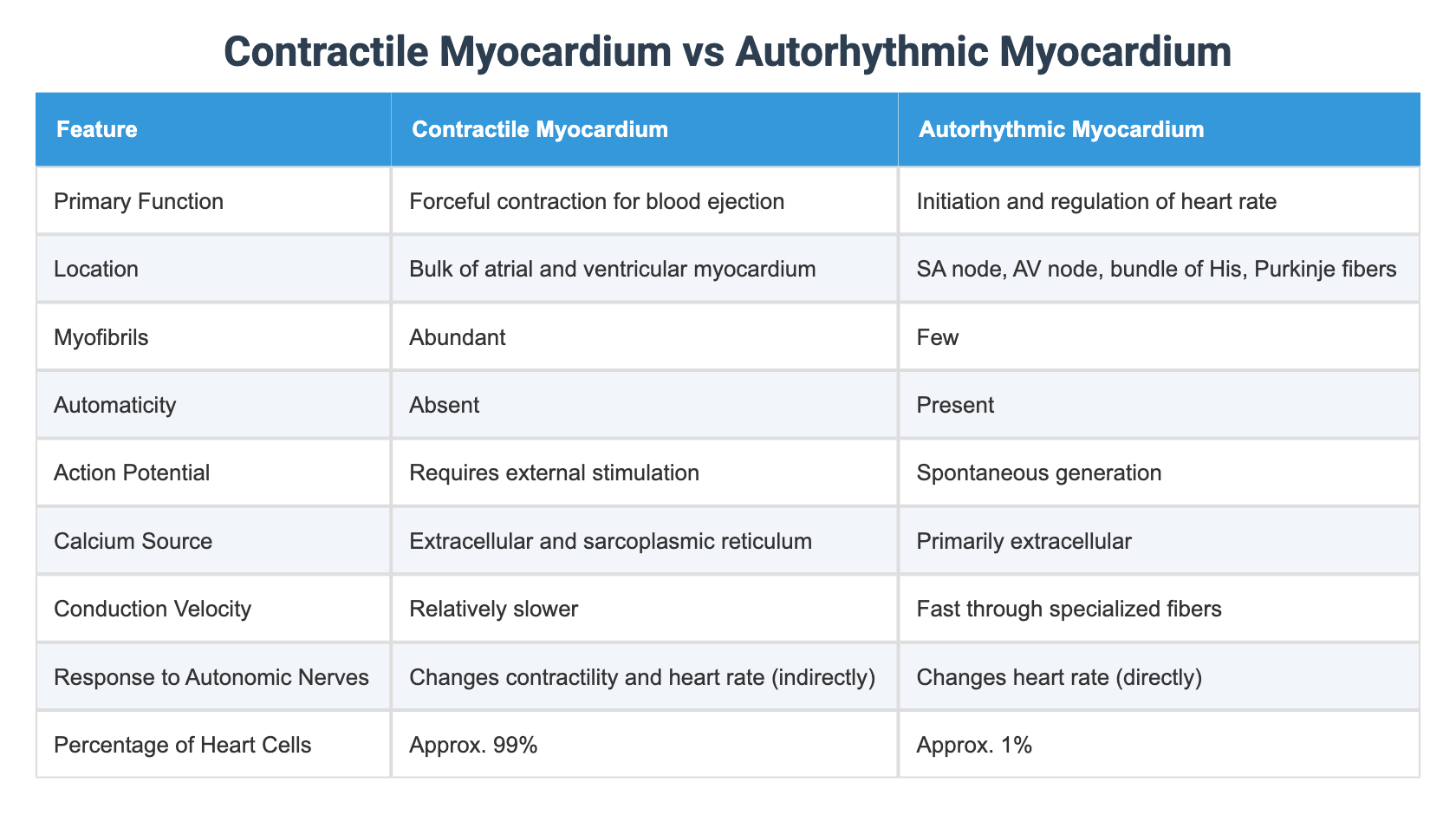 Contractile Myocardium vs Autorhythmic Myocardium