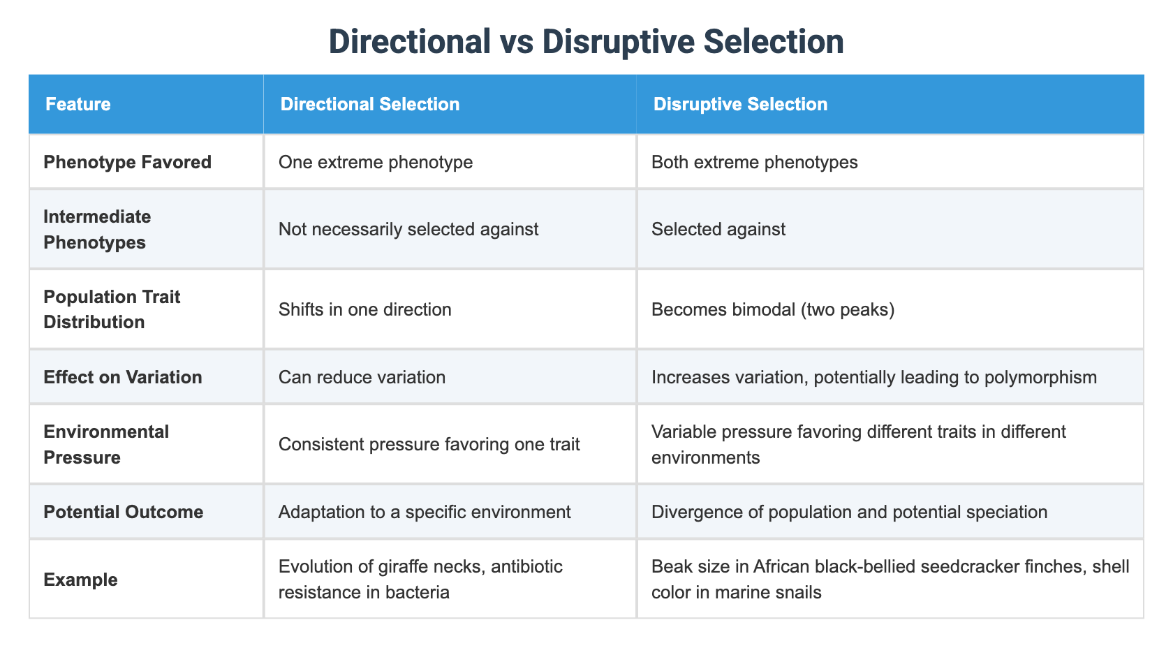 Directional vs Disruptive Selection