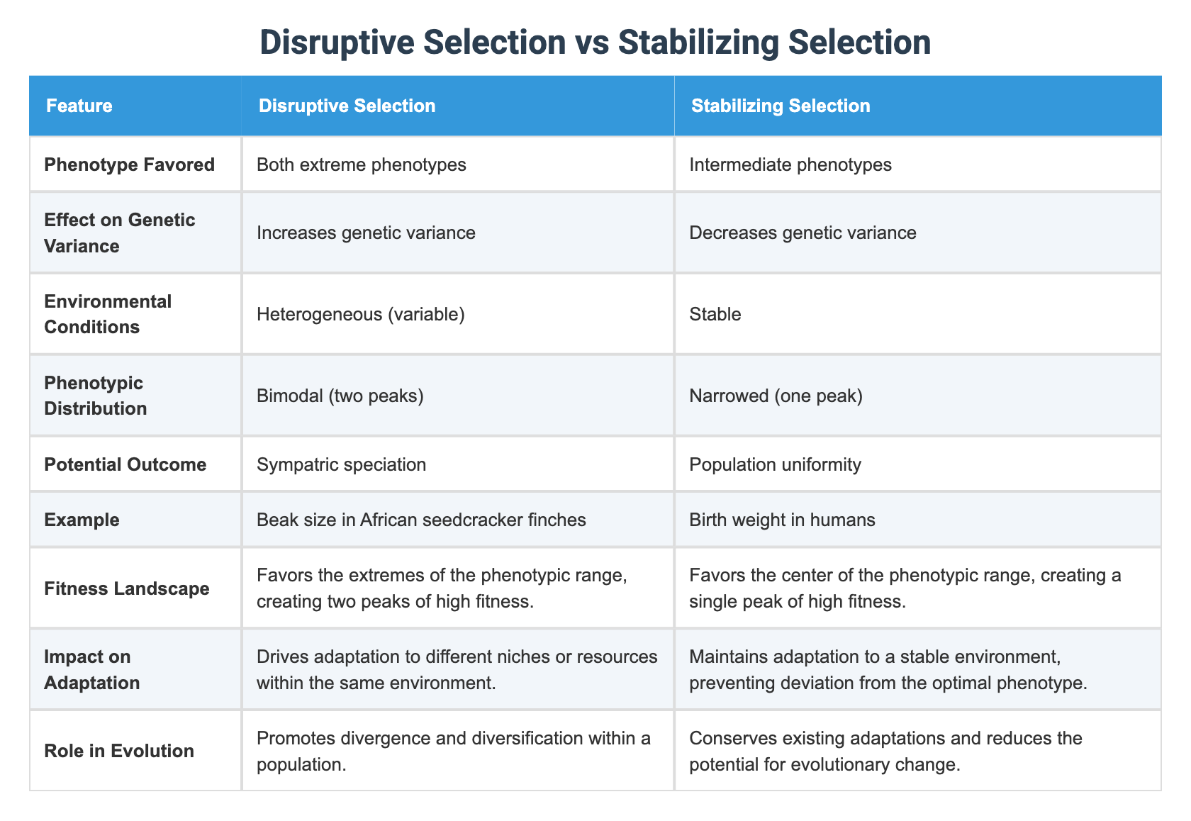 Disruptive Selection vs Stabilizing Selection