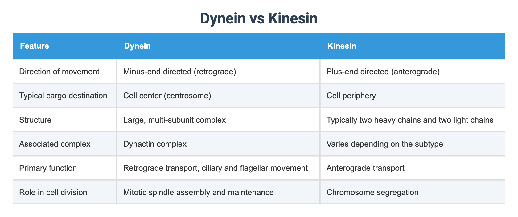 Dynein vs Kinesin