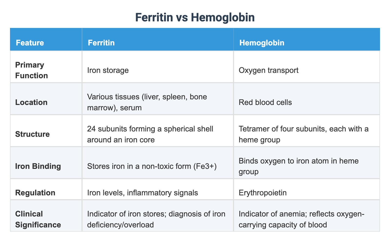 Ferritin vs Hemoglobin