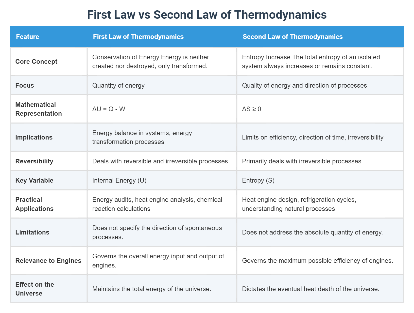 First Law vs Second Law of Thermodynamics