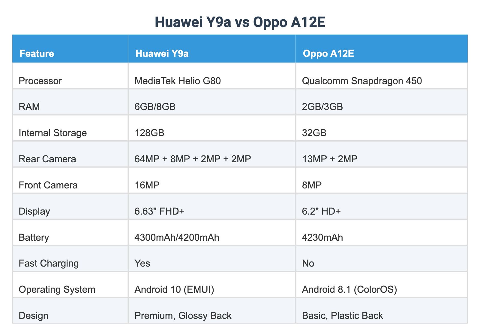 Huawei Y9a vs Oppo A12E