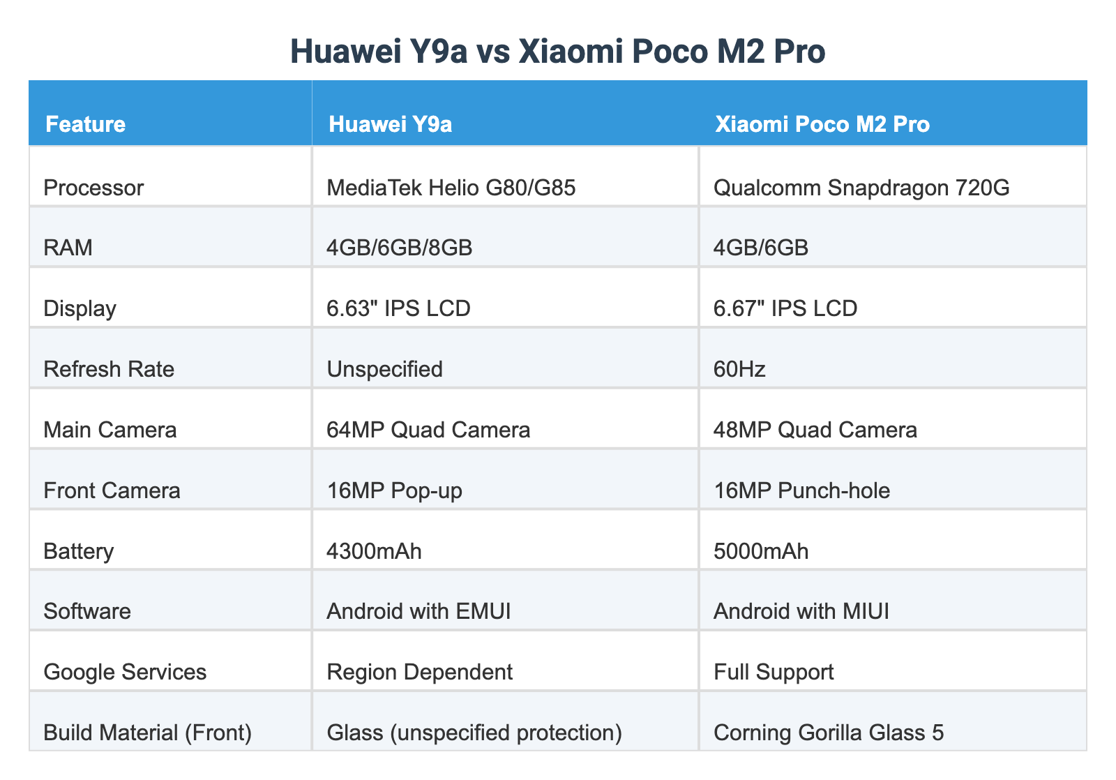 Huawei Y9a vs Xiaomi Poco M2 Pro
