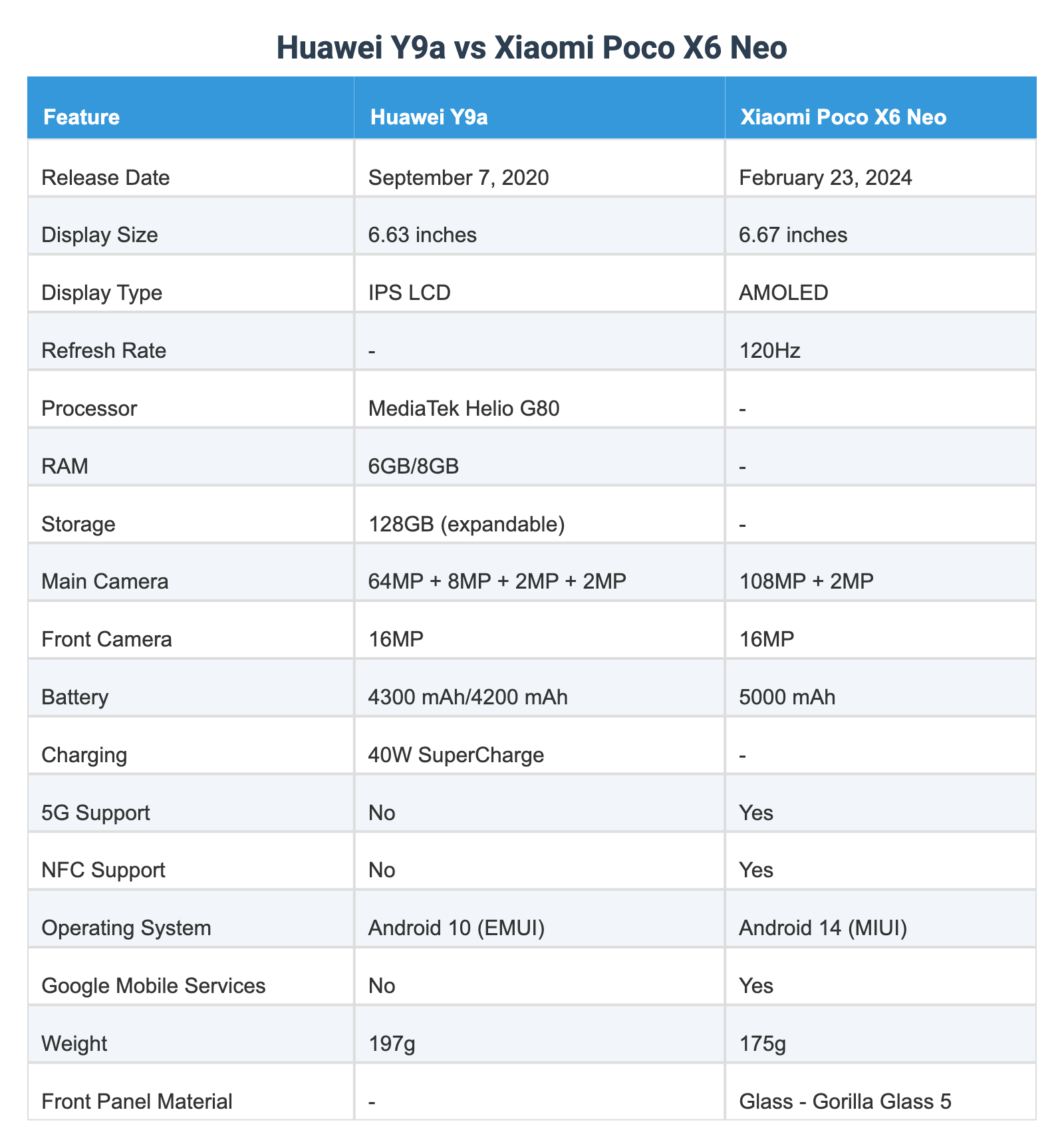 Huawei Y9a vs Xiaomi Poco X6 Neo