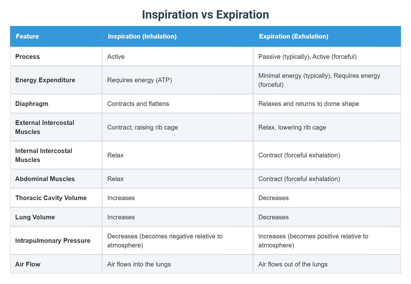 Inspiration vs Expiration
