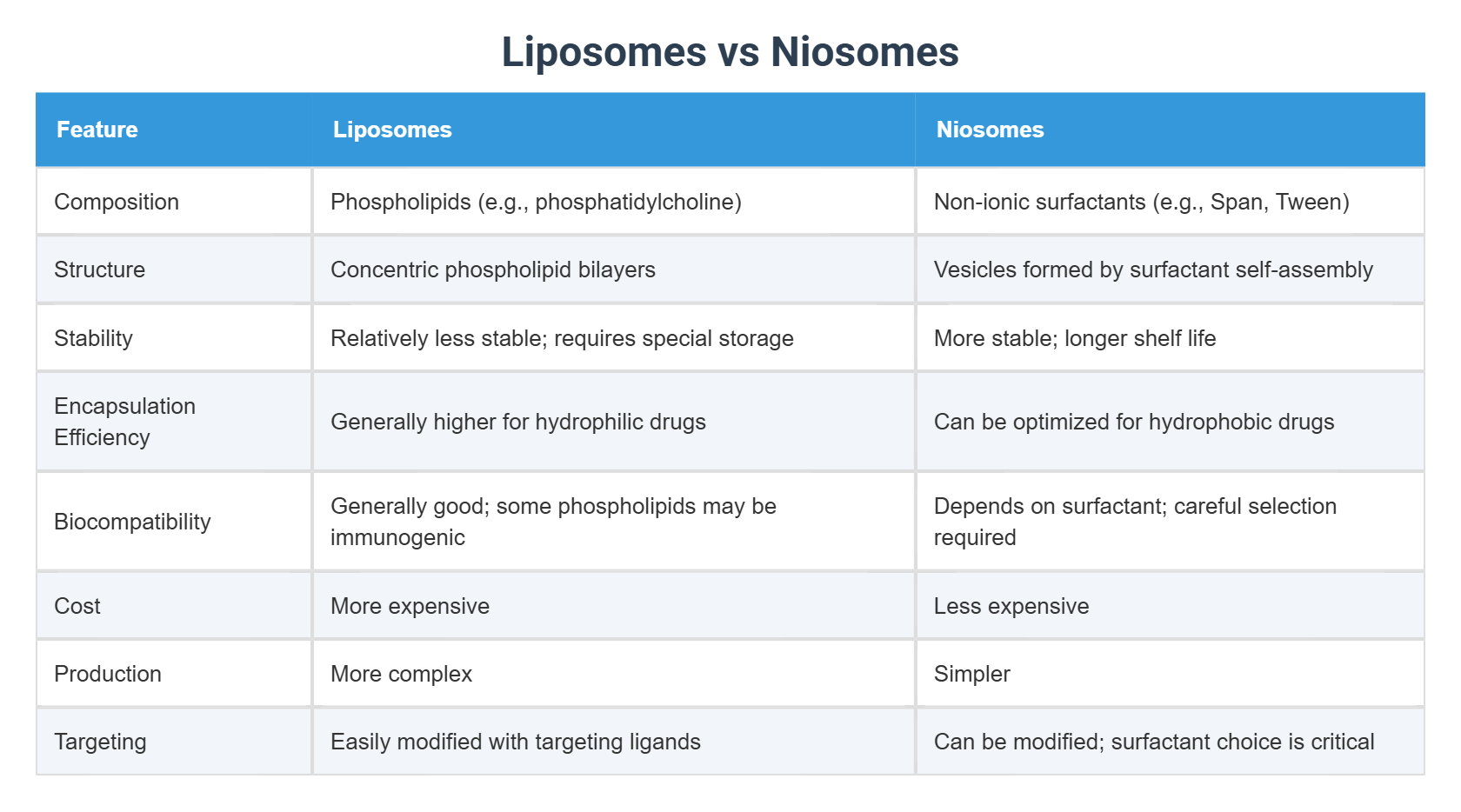 Liposomes vs Niosomes