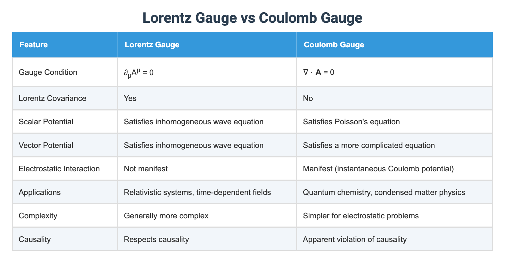 Lorentz Gauge vs Coulomb Gauge