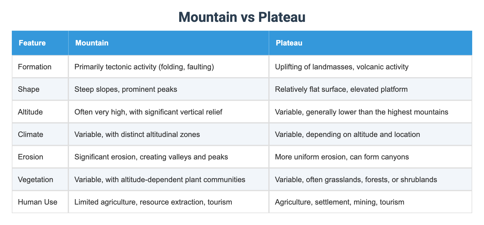 Mountain vs Plateau