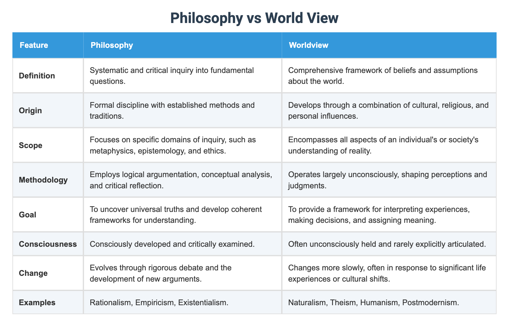 Philosophy vs World View