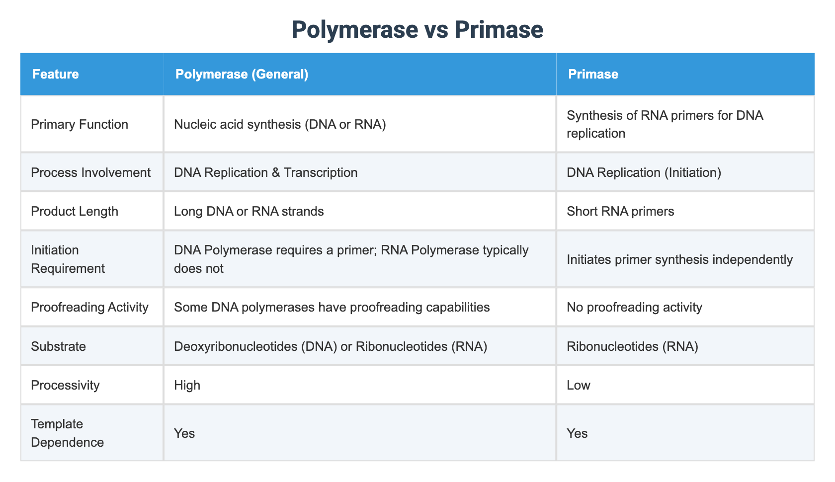 Polymerase vs Primase