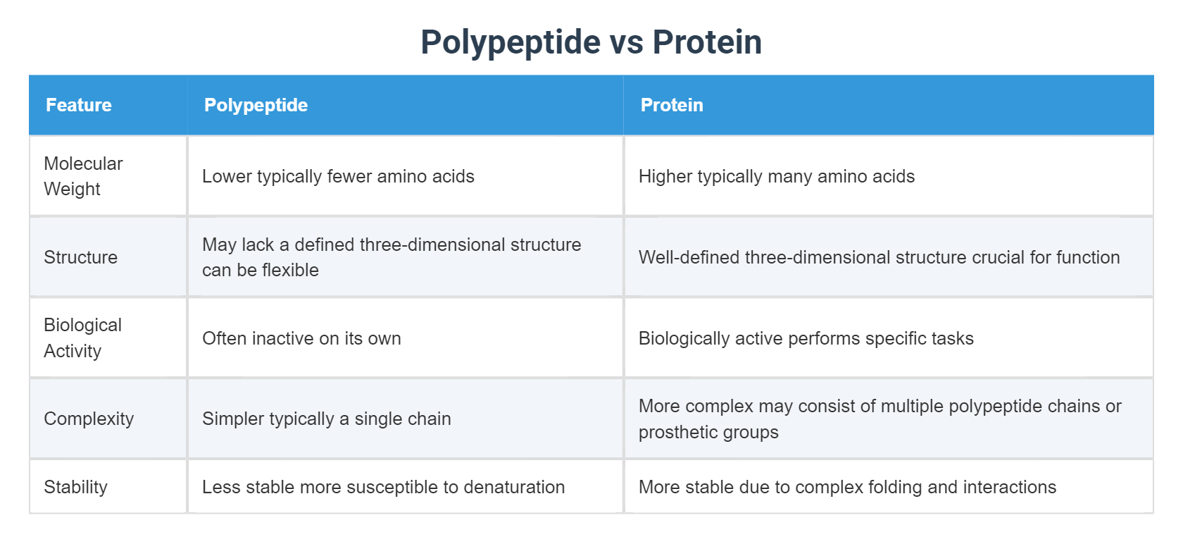 Polypeptide vs Protein