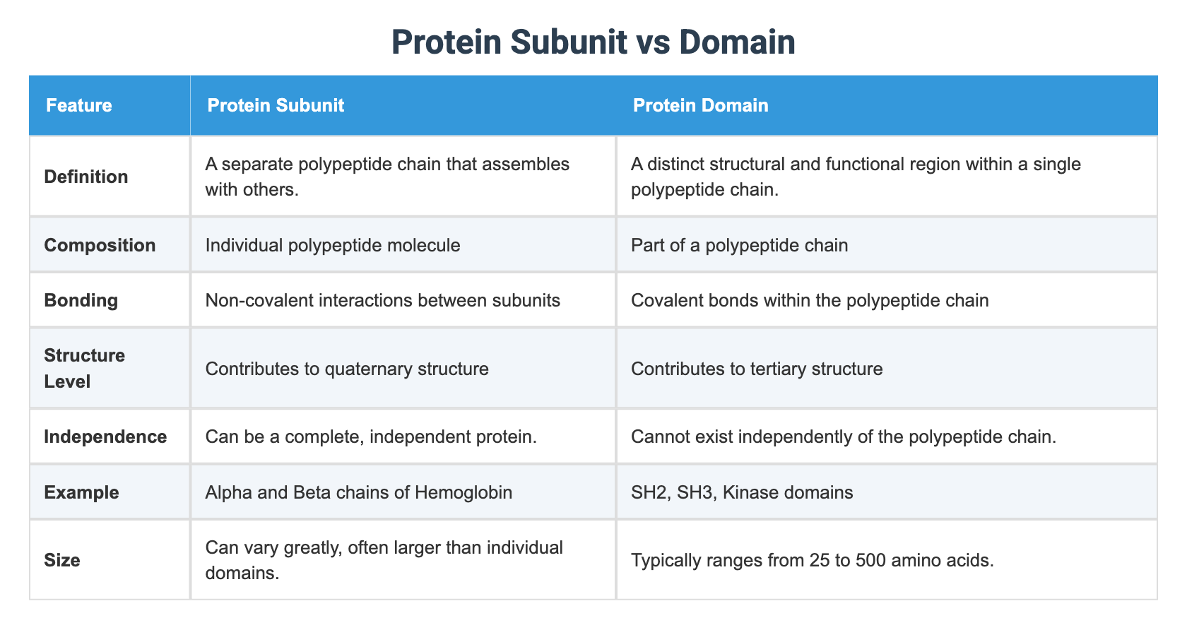 Protein Subunit vs Domain