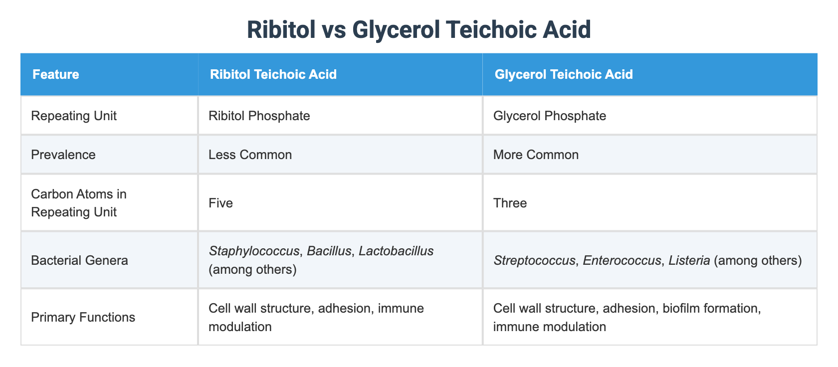 Ribitol vs Glycerol Teichoic Acid