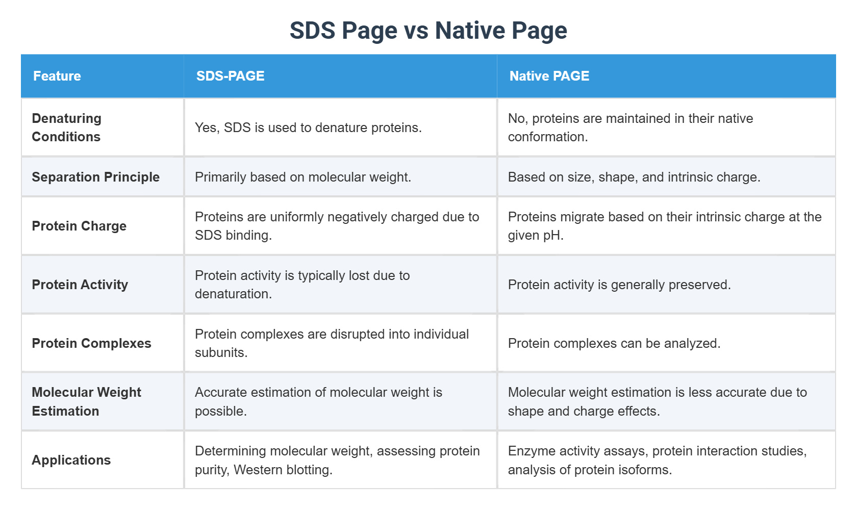 SDS Page vs Native Page