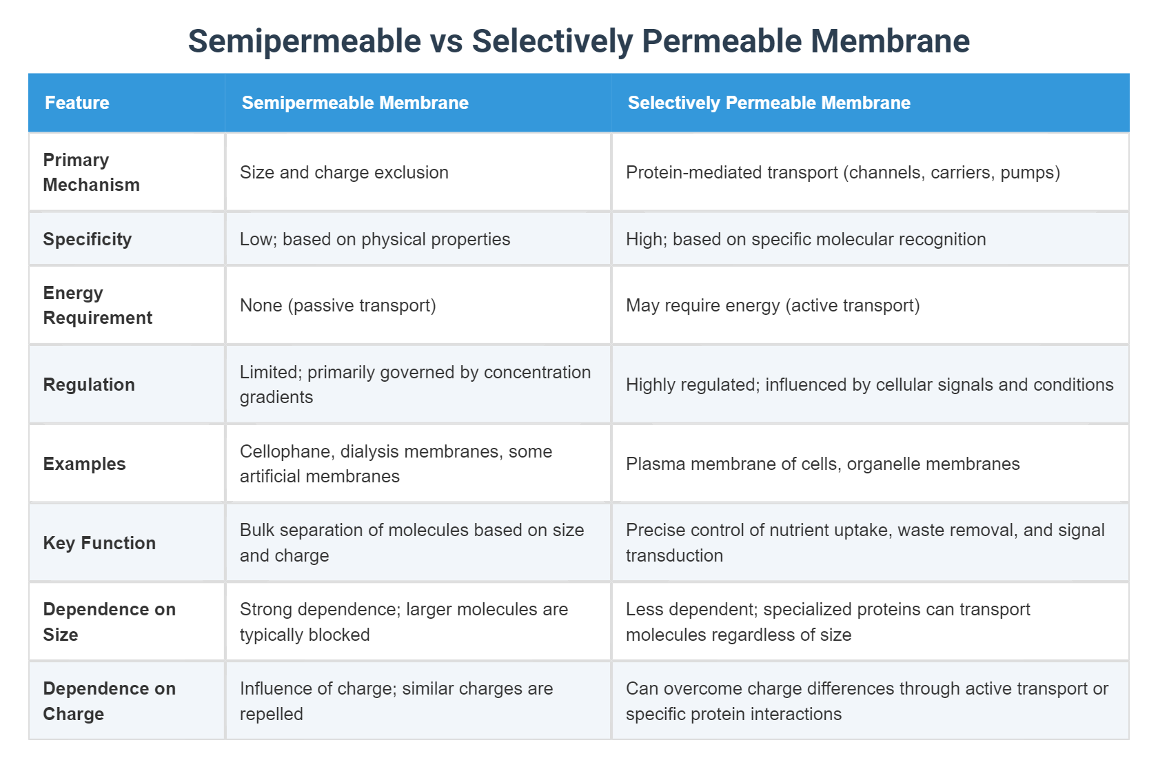 Semipermeable vs Selectively Permeable Membrane