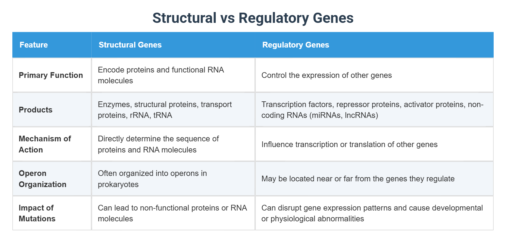 Structural vs Regulatory Genes