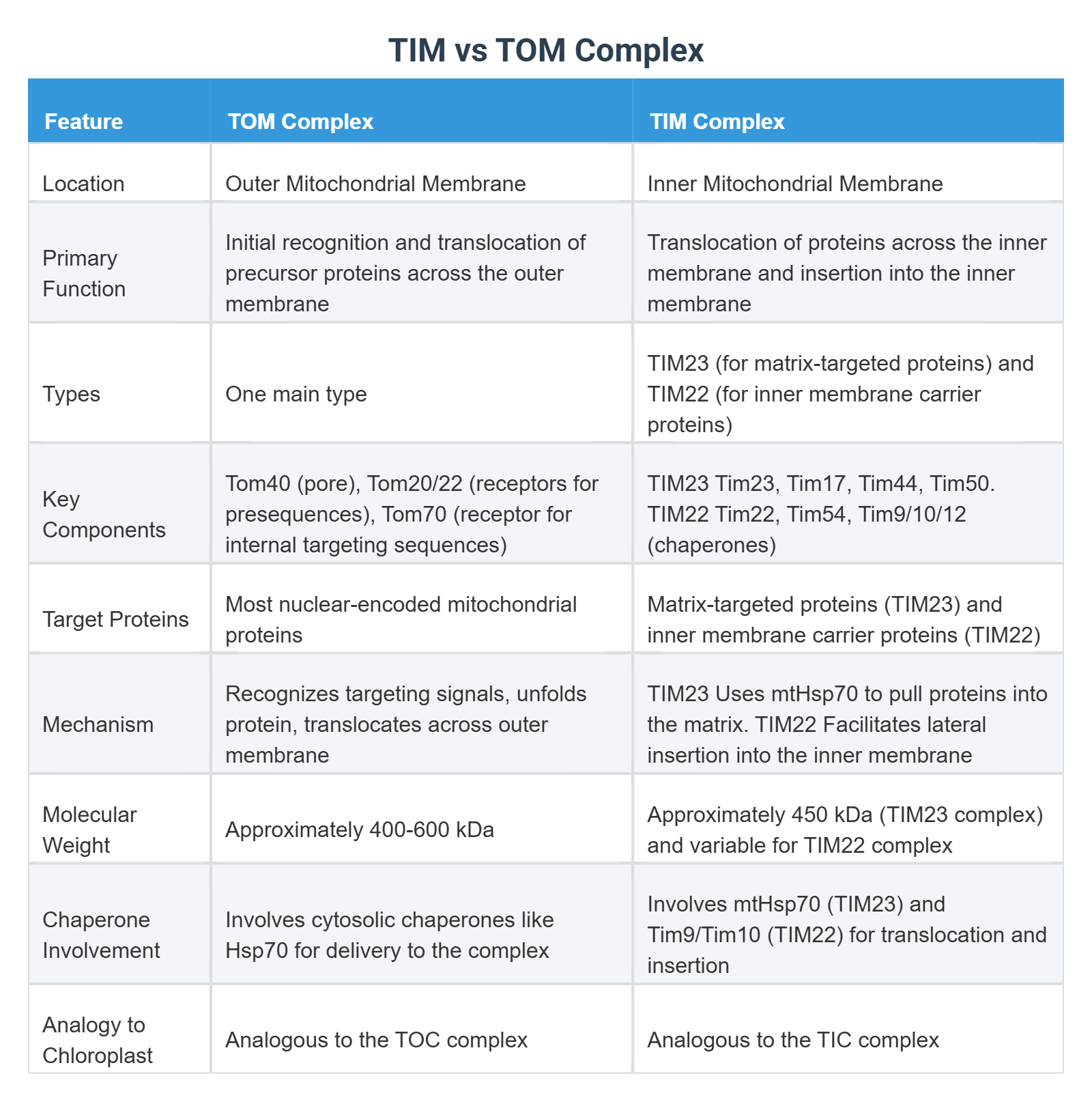 TIM vs TOM Complex