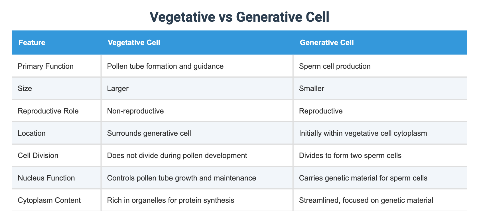 Vegetative vs Generative Cell