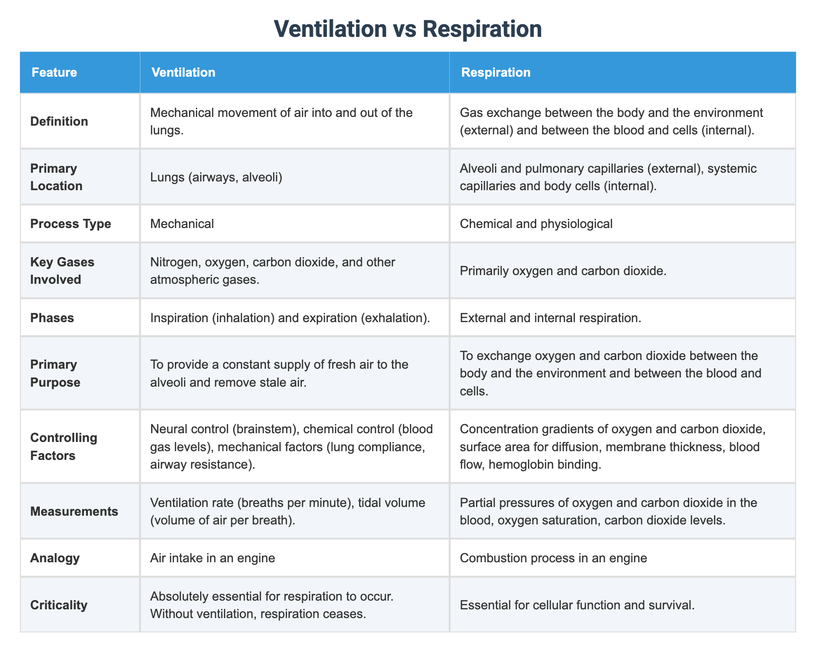 Ventilation vs Respiration
