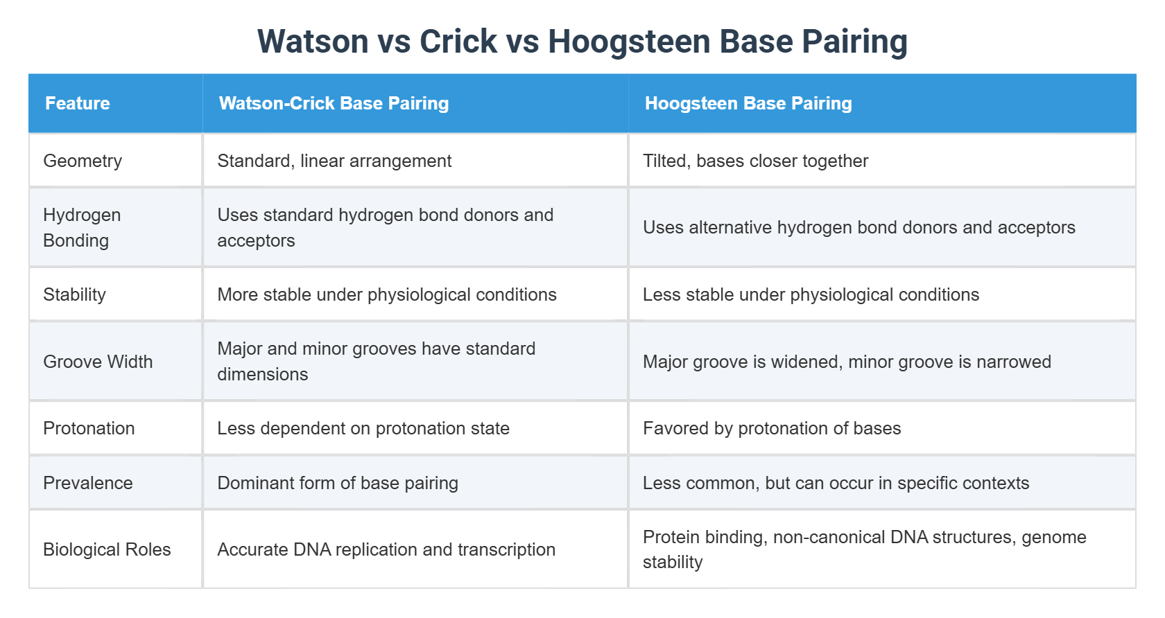 Watson vs Crick vs Hoogsteen Base Pairing