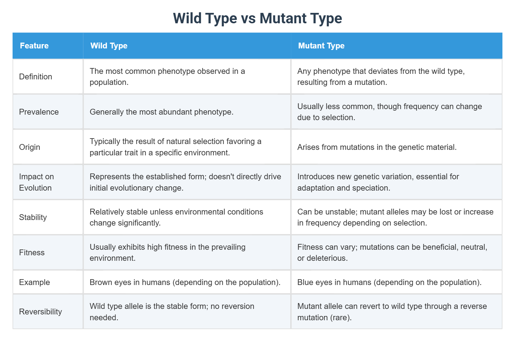 Wild Type vs Mutant Type