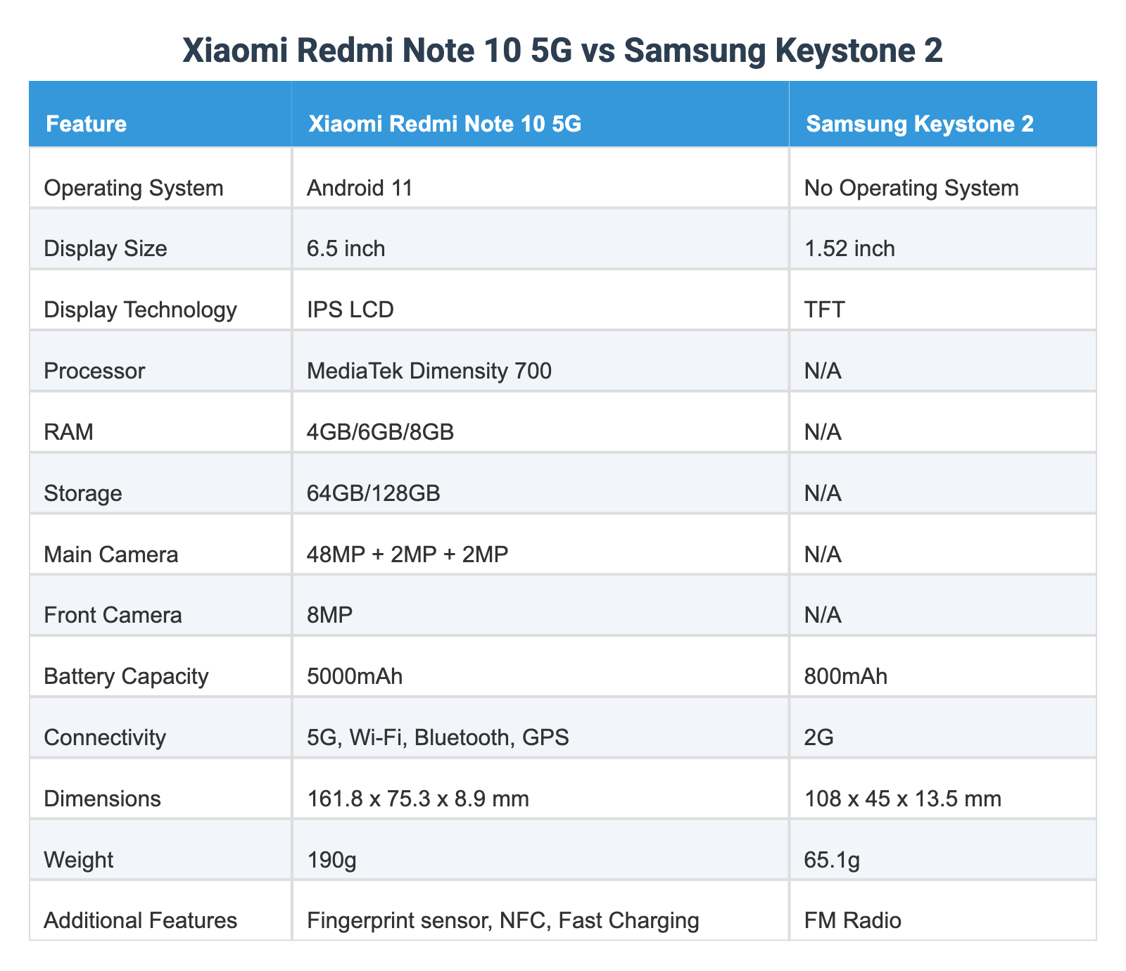 Xiaomi Redmi Note 10 5G vs Samsung Keystone 2