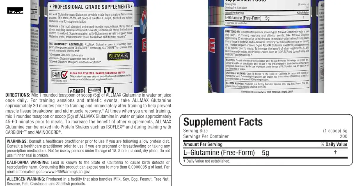 ALLMAX L-Glutamine Powder Review: Recovery Formula