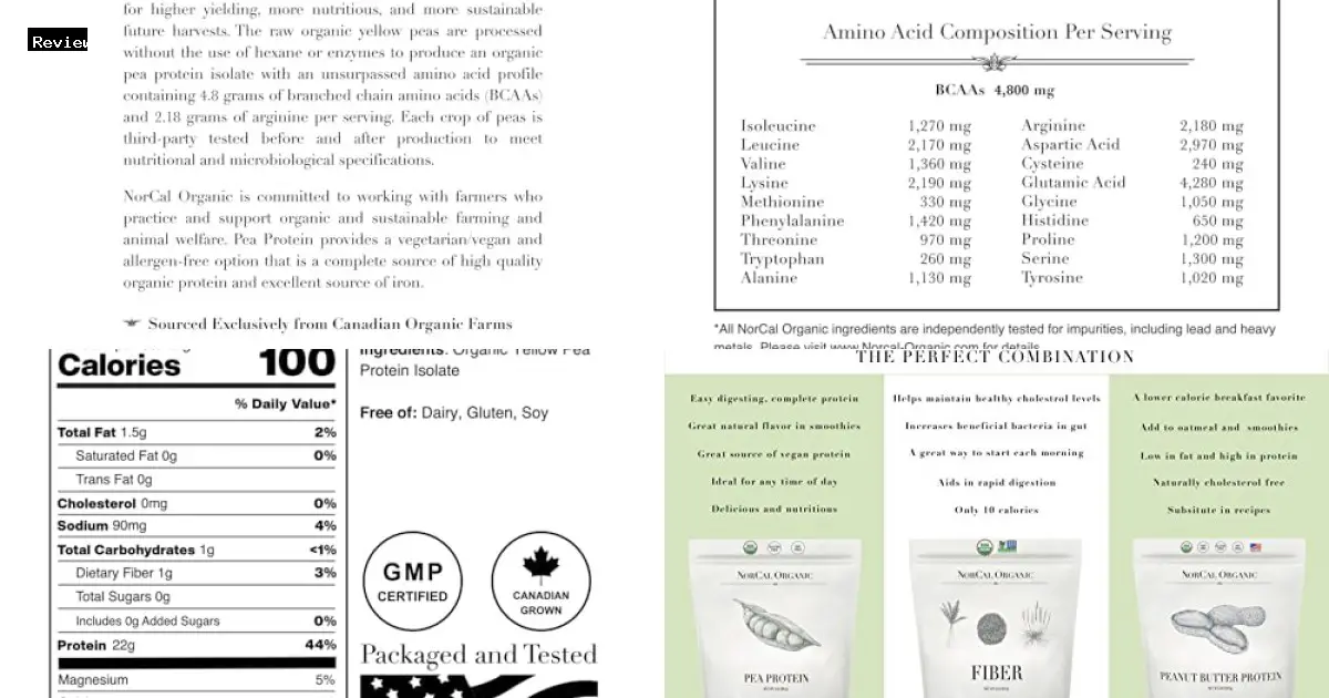 NorCal Organic Pea Protein Review: Vegan & Organic