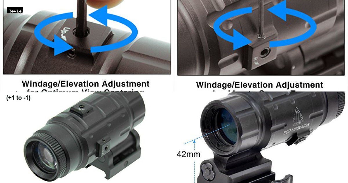 UTG 3X Magnifier with Flip-to-side QD Mount, W/E Adjustable , Black