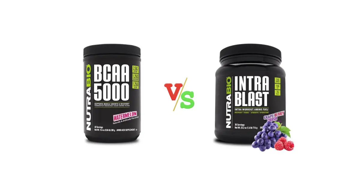 NutraBio BCAA 5000 vs NutraBio Intra Blast