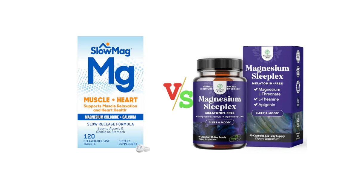 SlowMag Muscle + Heart vs Magnesium Sleep Supplement