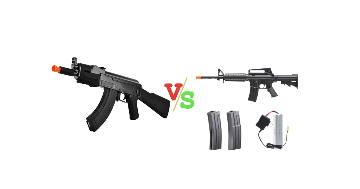 Lancer Tactical AK47 vs M4A1 Airsoft Gun